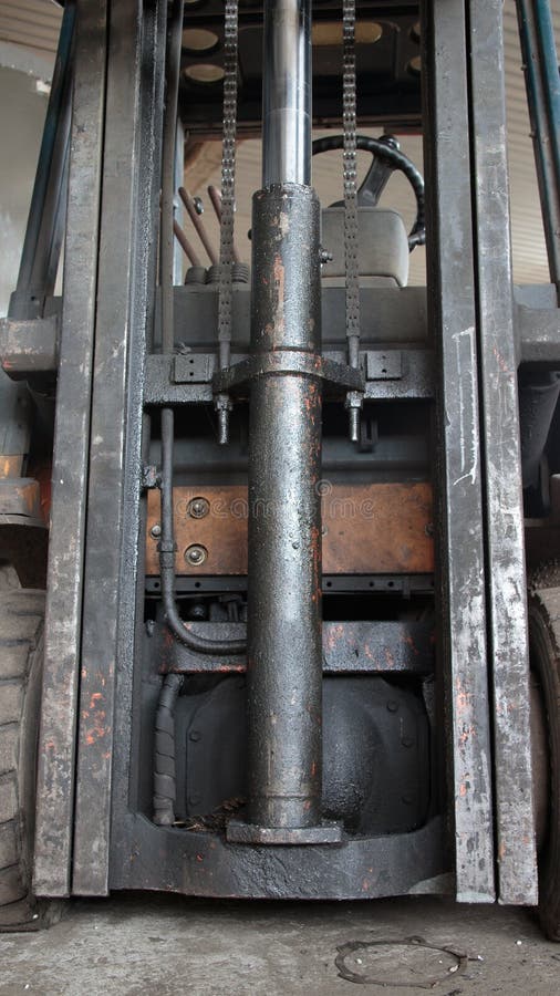 Loader Lifting Mechanism Close-up, Chain and Hydraulic Loader Stock ...