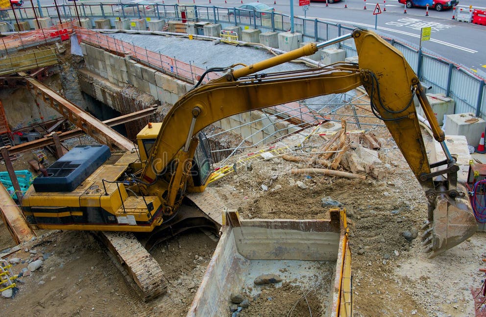 Loader Loading Machine and Dig on Construction Stock Photo - Image of ...