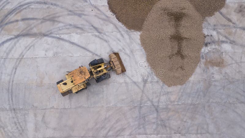 The Loader Loads the Potatoes Top View from the Drone Stock Image ...