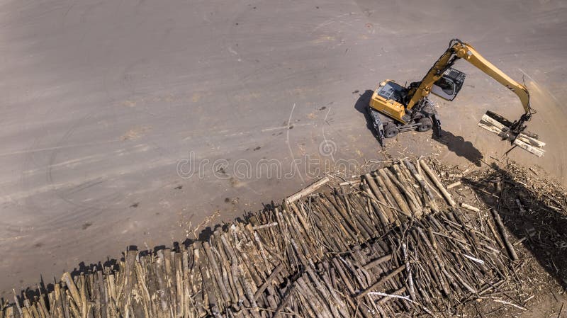 The Loader Loads The Wooden Beams In The Truck Stock Photo - Image of ...