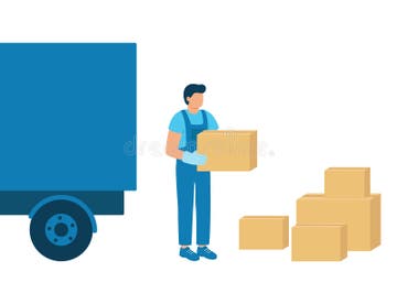 Cartoon Unloading Cargo Truck Stock Illustrations – 408 Cartoon ...