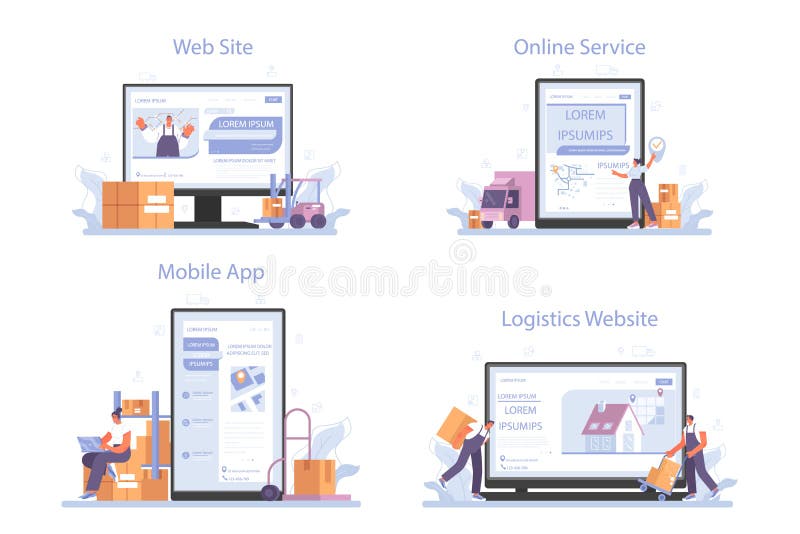 Loader Online Service or Platform Set. Storekeeper in Uniform Stock ...