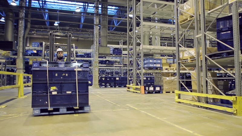 Loader Operator Working in Warehouse Stock Video - Video of operator ...