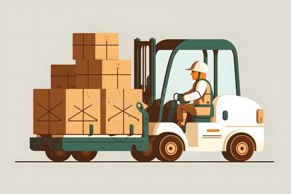 The Loader-picker Works in the Warehouse Stock Illustration ...