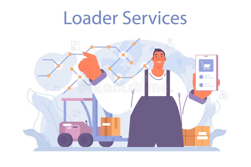 Loader Service. Storekeeper in Uniform Carrying a Cargo Stock Vector ...