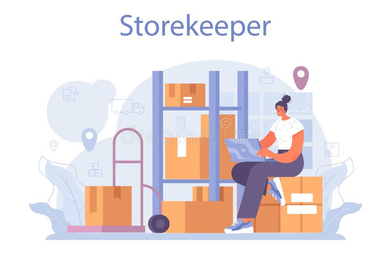 Loader Service. Storekeeper in Uniform Carrying a Cargo Stock Vector ...