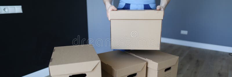 Loader Stacks Various Boxes on Racks in Store Stock Image - Image of ...