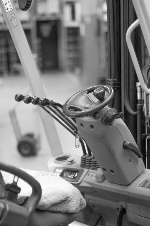 Loader Steering with Control Levers.black and White.Loader Steering ...