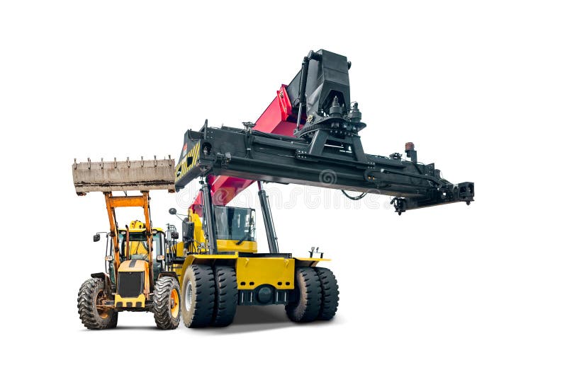 A Loader and a Telehandler are Isolated Stock Image - Image of projects ...