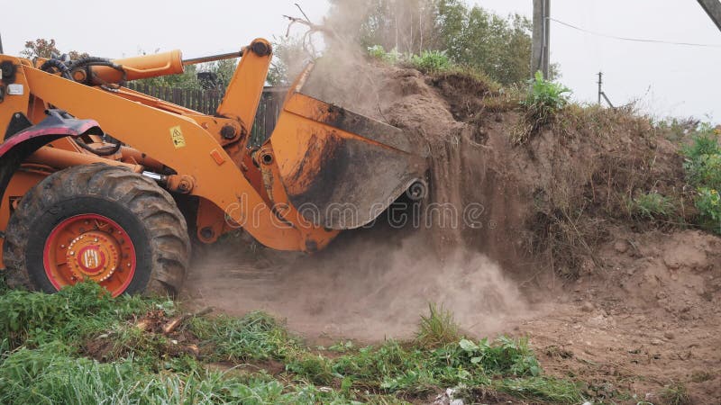 A Loader Works with Sand on a Construction Site Stock Footage - Video ...