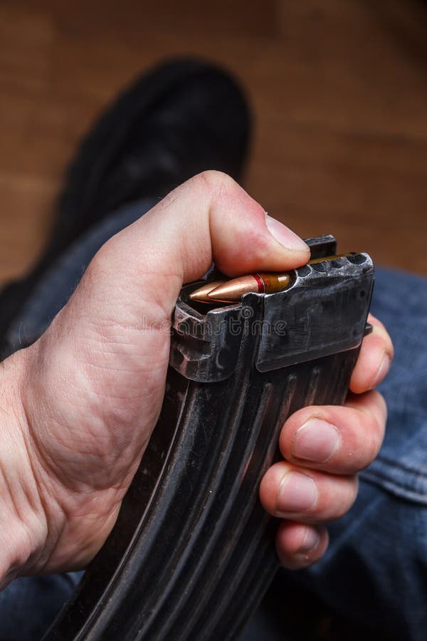 Loading 5.56 Ammo Magazine for Machine Guns Stock Image - Image of ...