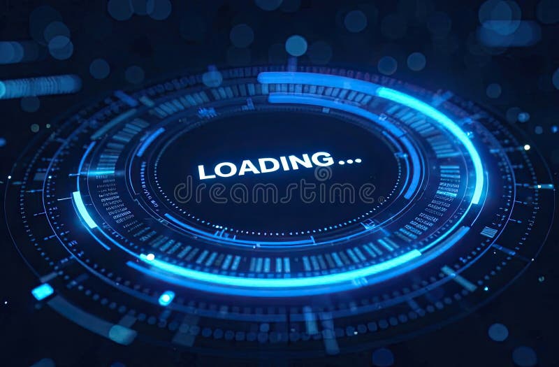 Digital Loading Animation with Futuristic Design and Glowing Effects on ...