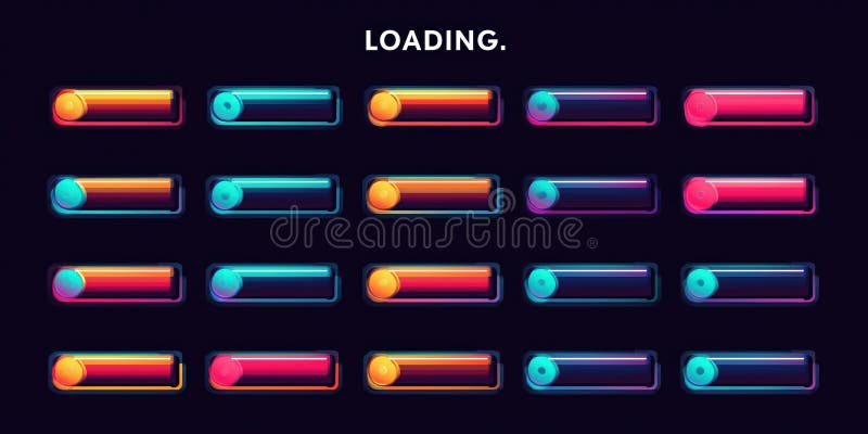 Loading Animation Icons in Various Shapes and Colors, Isolated Black ...