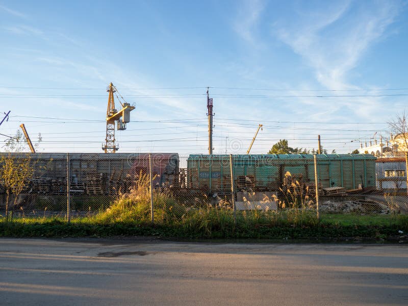 Loading Area at the Railway Station. Freight Train and Wounds Editorial ...