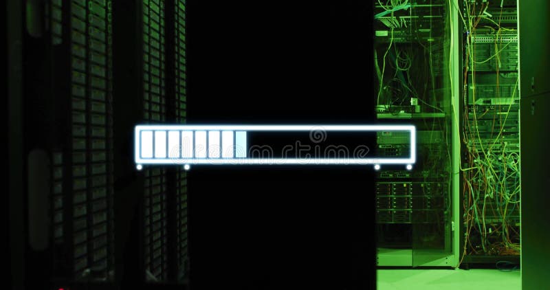 Loading Bar Animation Over Server Racks in Data Center, Visualizing Progress Stock Footage ...