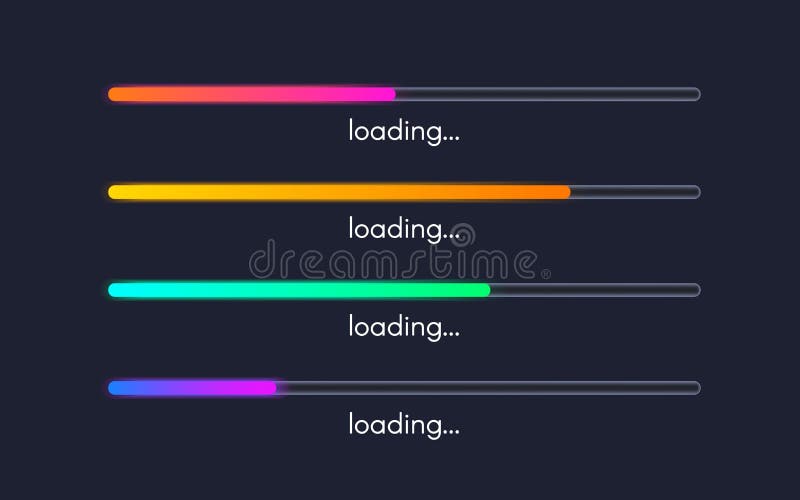 Loading Bar Set On Dark Backdrop Progress Visualization Color Gradient Lines Loading Status