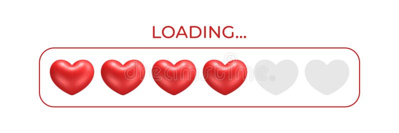 Loading Bar with 3d Hearts. Vector Valentine Day Stock Vector ...