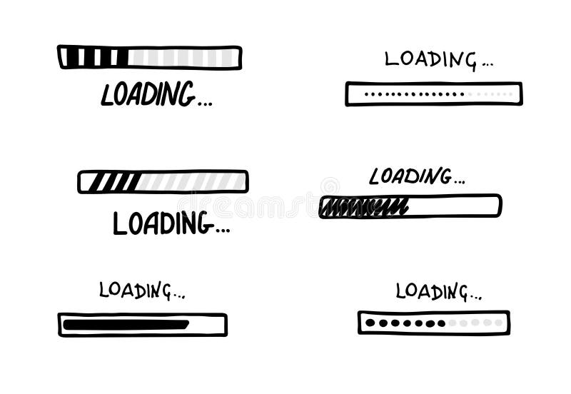 Loading Bar Doodle Icon. Progress Loading Bar. Hand Drawn Sketch ...