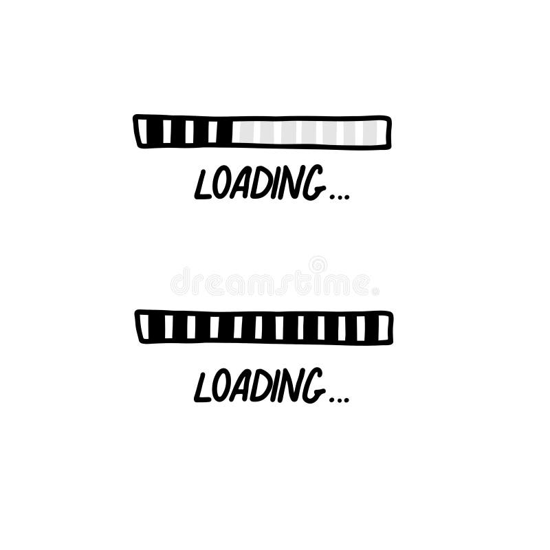 Loading Bar Doodle Icon. Progress Loading Bar. Hand Drawn Sketch ...