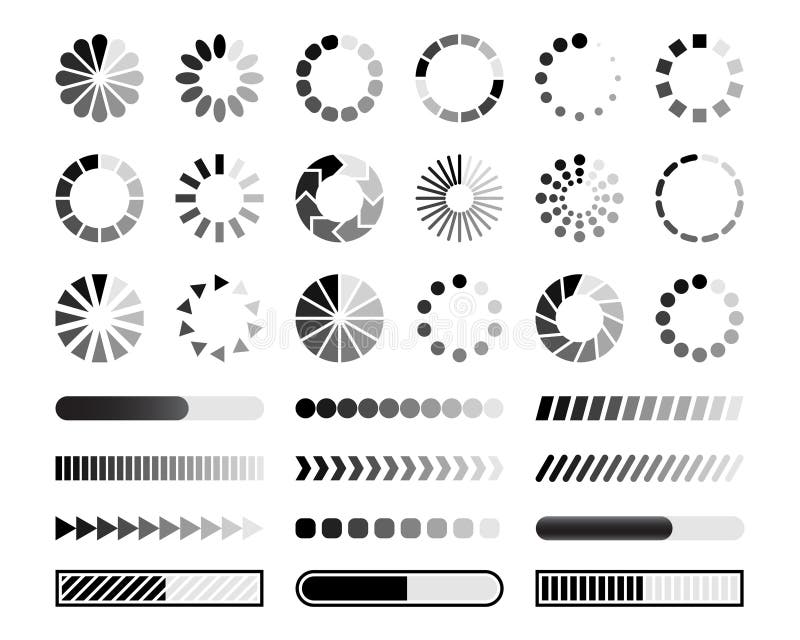 Loading Bar. Download Progress Loader, Circular Buffering Status UI Elements Stock Vector ...