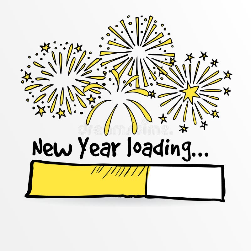 Loading Bar with Fireworks, New Year, Anniversary or Party Concept ...