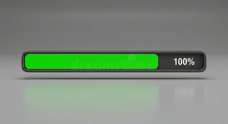 Loading Bar Graphic with Rounded Edges, Displaying a Bright Green Bar ...