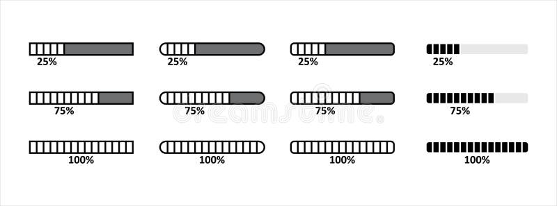 Loading Bar Icon Set. Loading Process Bar Vector Icons Set. Data Load ...