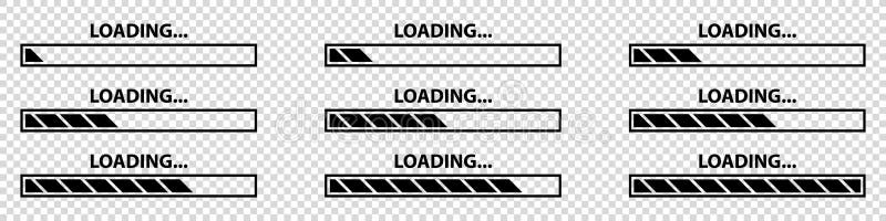 Loading Bar Icon Set - Vector Illustrations Isolated on Transparent ...