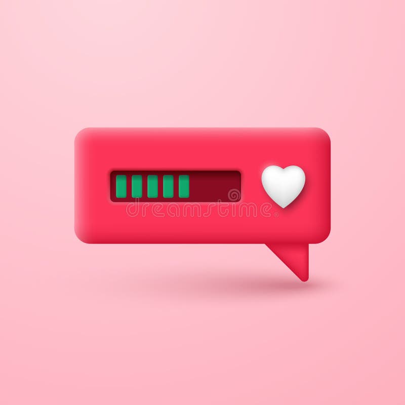 Loading Bar on a Message Bubble with a Heart. Waiting for a Declaration ...