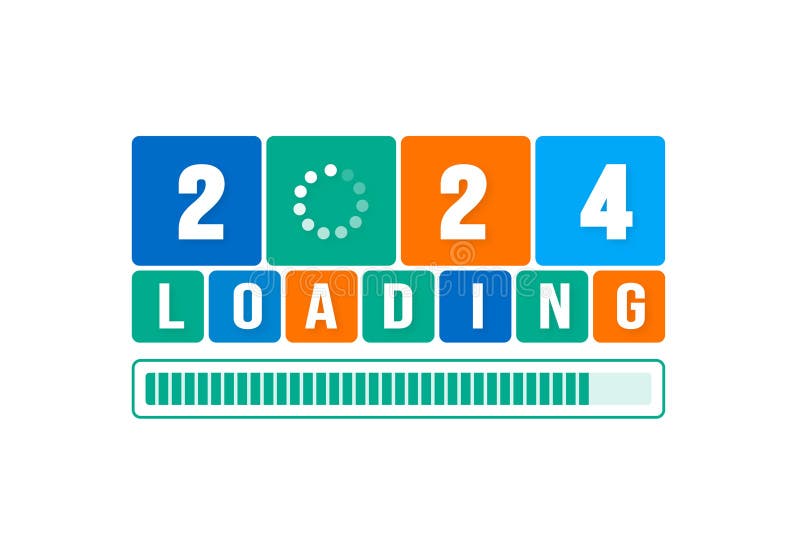 Hnology Colorful Background. Happy New Year 2024 Loading Bar Stock ...