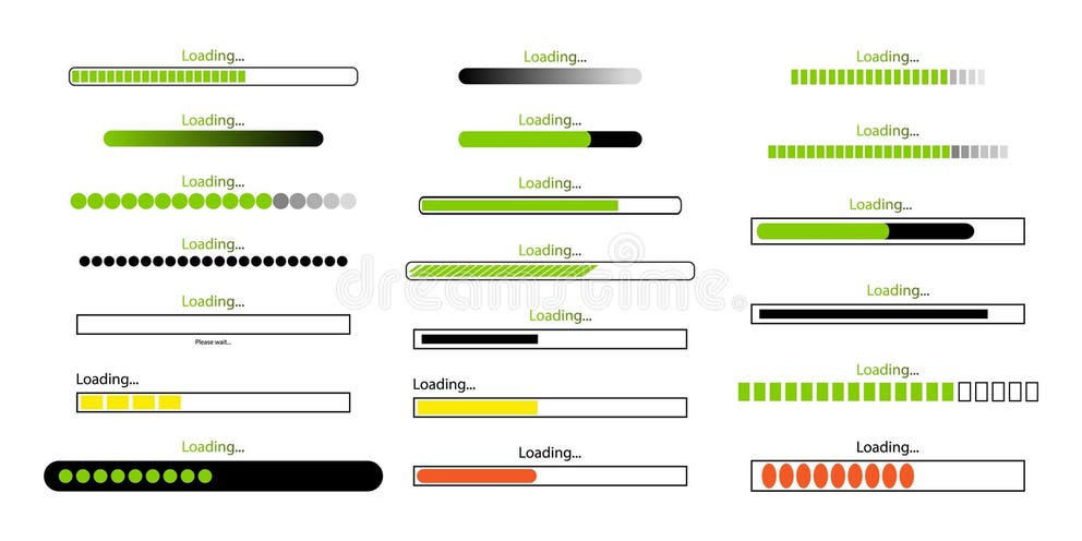 Loading Bar Progress Icons Indicators for Websites. Different Loading ...