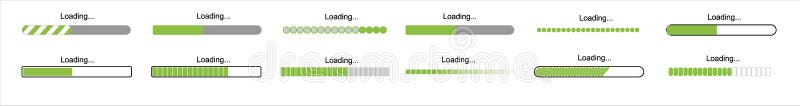 Loading Bar Progress Icons, Load Sign Green Vector Illustration. System ...