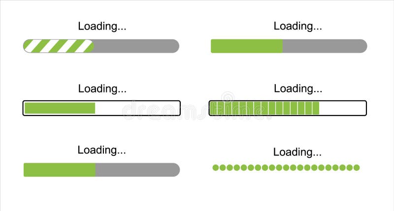Loading Bar Progress Icons, Load Sign Green Vector Illustration. System ...