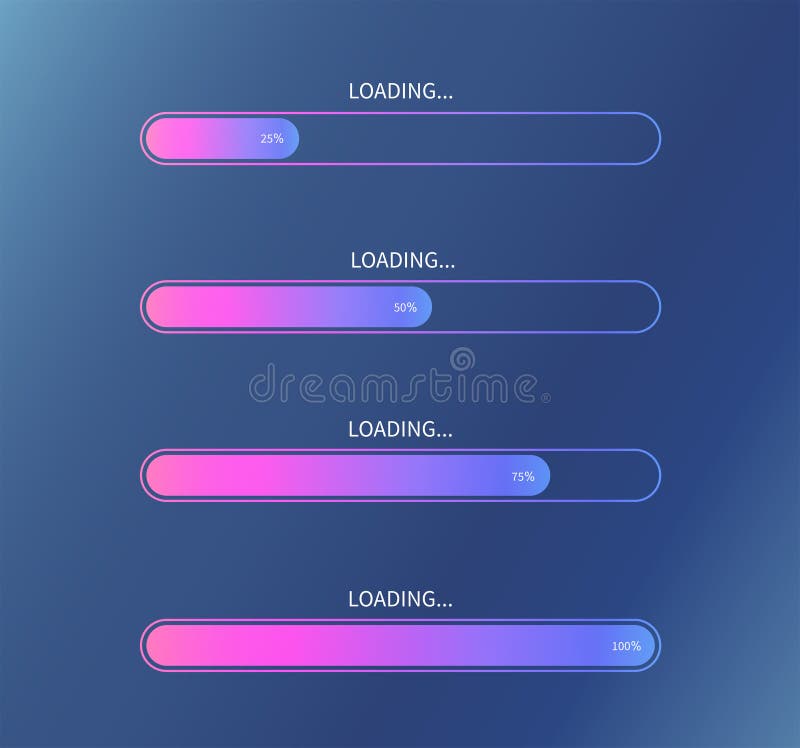Loading Bar Progress Indicator with Percents. Load Sign. Flat Design ...