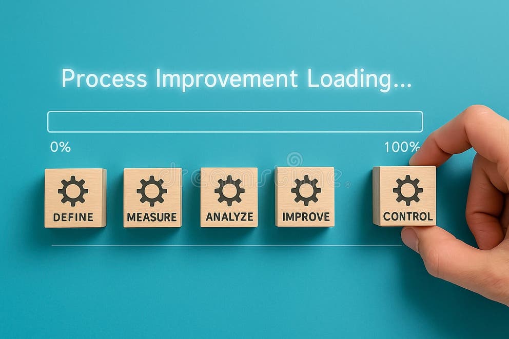 Loading Bar Showing Process Improvement Progress with Wooden Cubes ...
