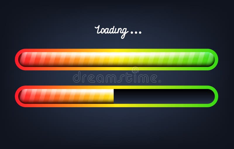 Loading Bar or Health Bar. Vector Clipart Isolated on Black Background ...
