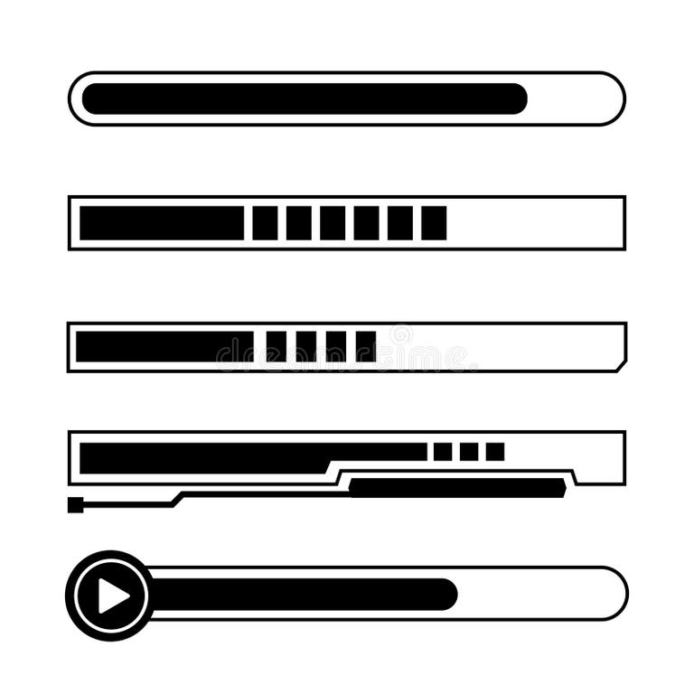 Loading Bar Vector, Isolate Download Interface Graphic Elements, Loader ...