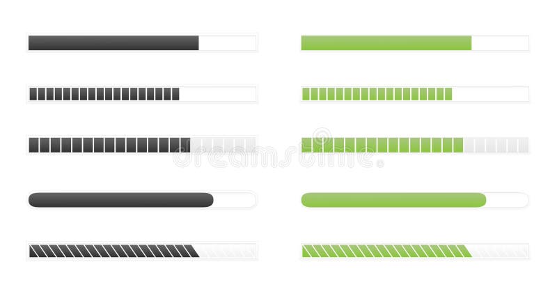 Loading Bar Set, Download Progress Signs from 1 To 100 Percent Stock ...