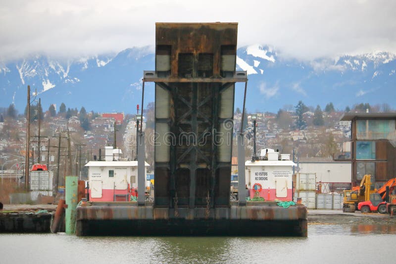 Loading Barge with Sand and Rubble on a Small Berth. Freight Transport ...