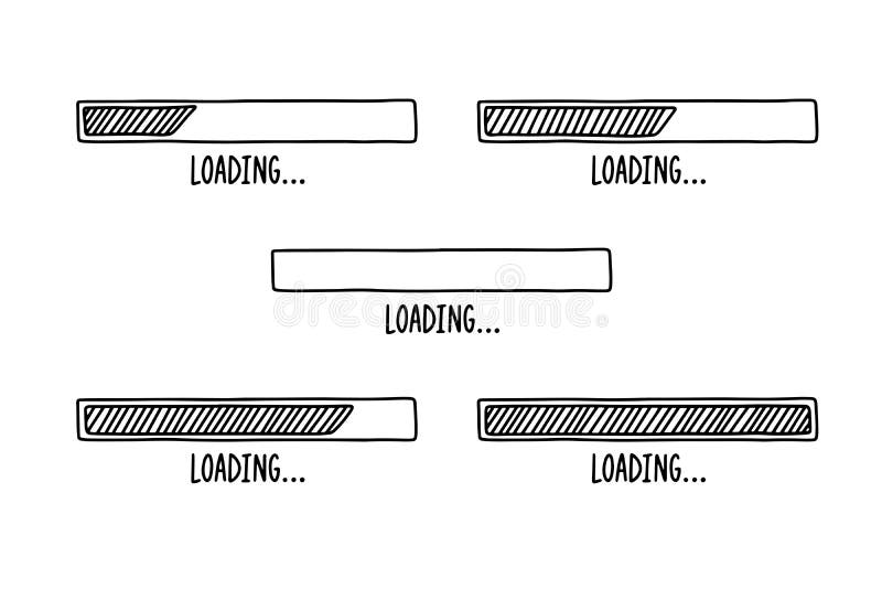 Loading Bars Drawn Hand. Set Outline Doodle Bars with Different Percent ...