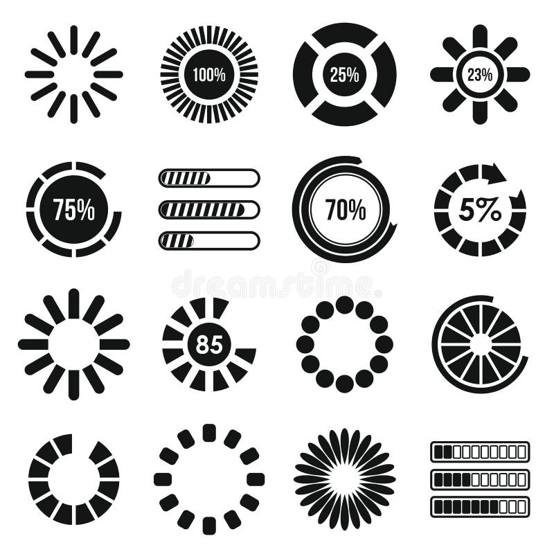 Loading Bars and Preloaders Icons Set Stock Illustration - Illustration ...