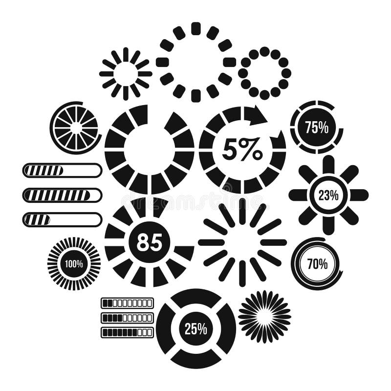 Loading Bars and Preloaders Icons Set Stock Vector - Illustration of ...