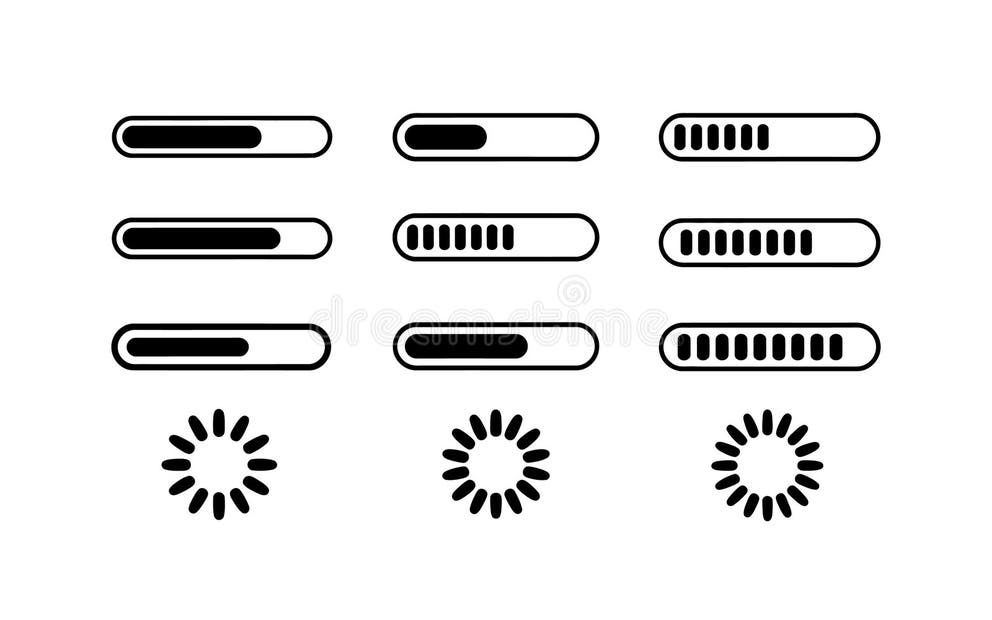 Loading Bars and Spinners Icons Set Progress Bar Loading Icon AI-Generated Stock Illustration ...