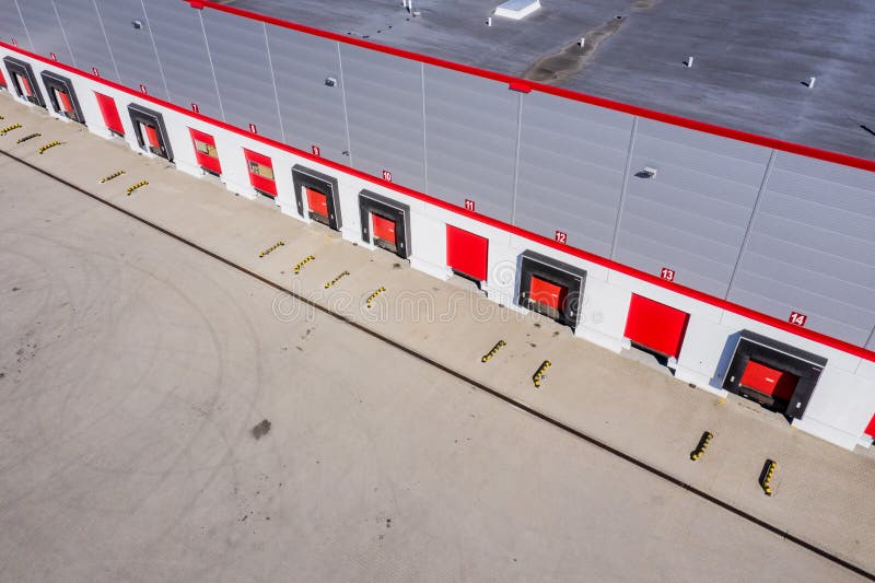 Loading Bay, Industrial Building, Logistics - Aerial View Stock Photo ...