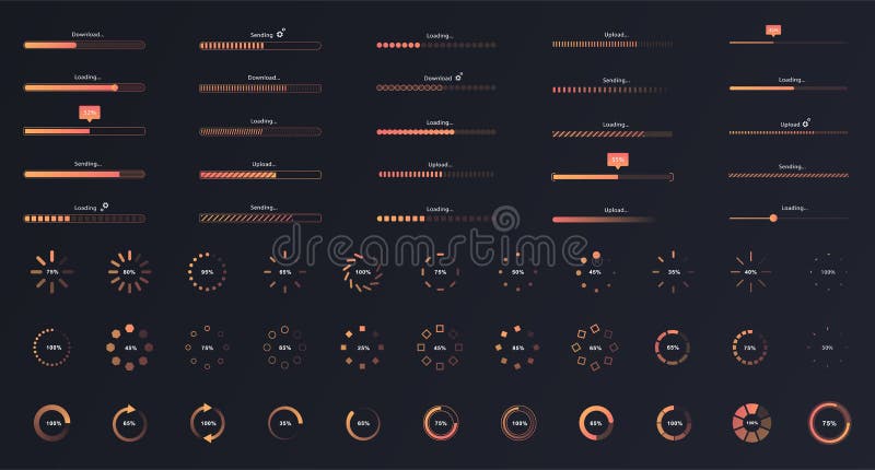 Loading big set stock vector. Illustration of progress - 246006511