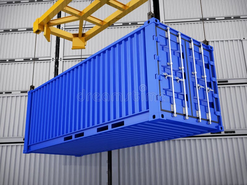 Loading blue container stock illustration. Illustration of shipment ...