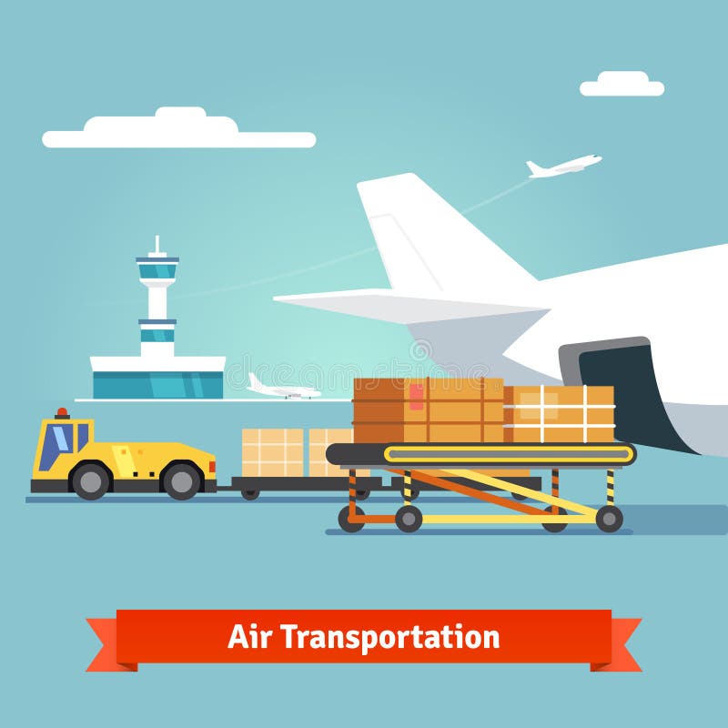Loading Boxes To Flight Aircraft Stock Vector - Illustration of ...