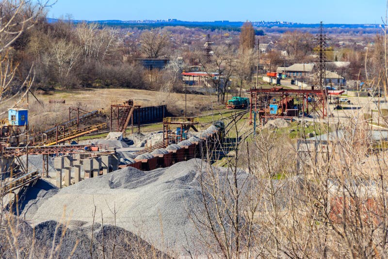 Loading Breakstone into Freight Train in Granite Quarry Stock Image ...