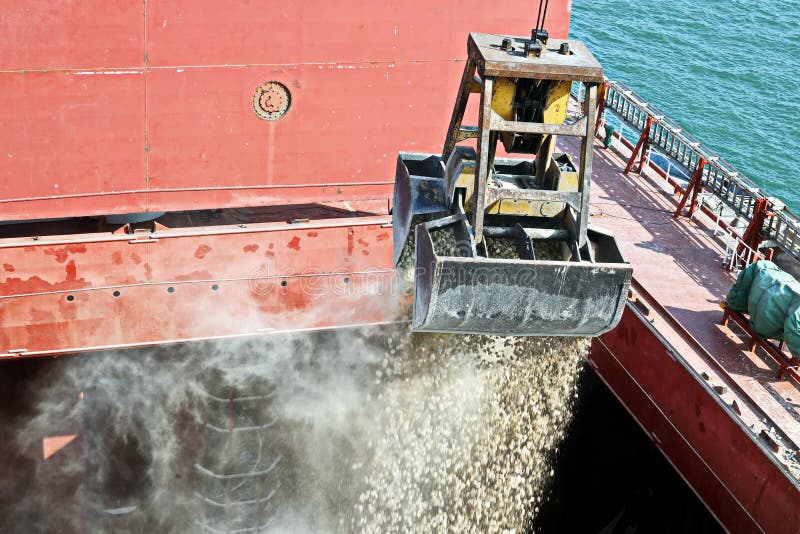 Loading of Limestone on Gotland, Sweden. Cargo Operation of Cargo Ship ...