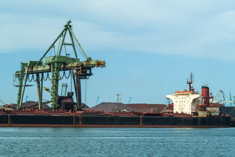Loading of Bulk Goods in a Harbor Stock Image - Image of portal, port ...
